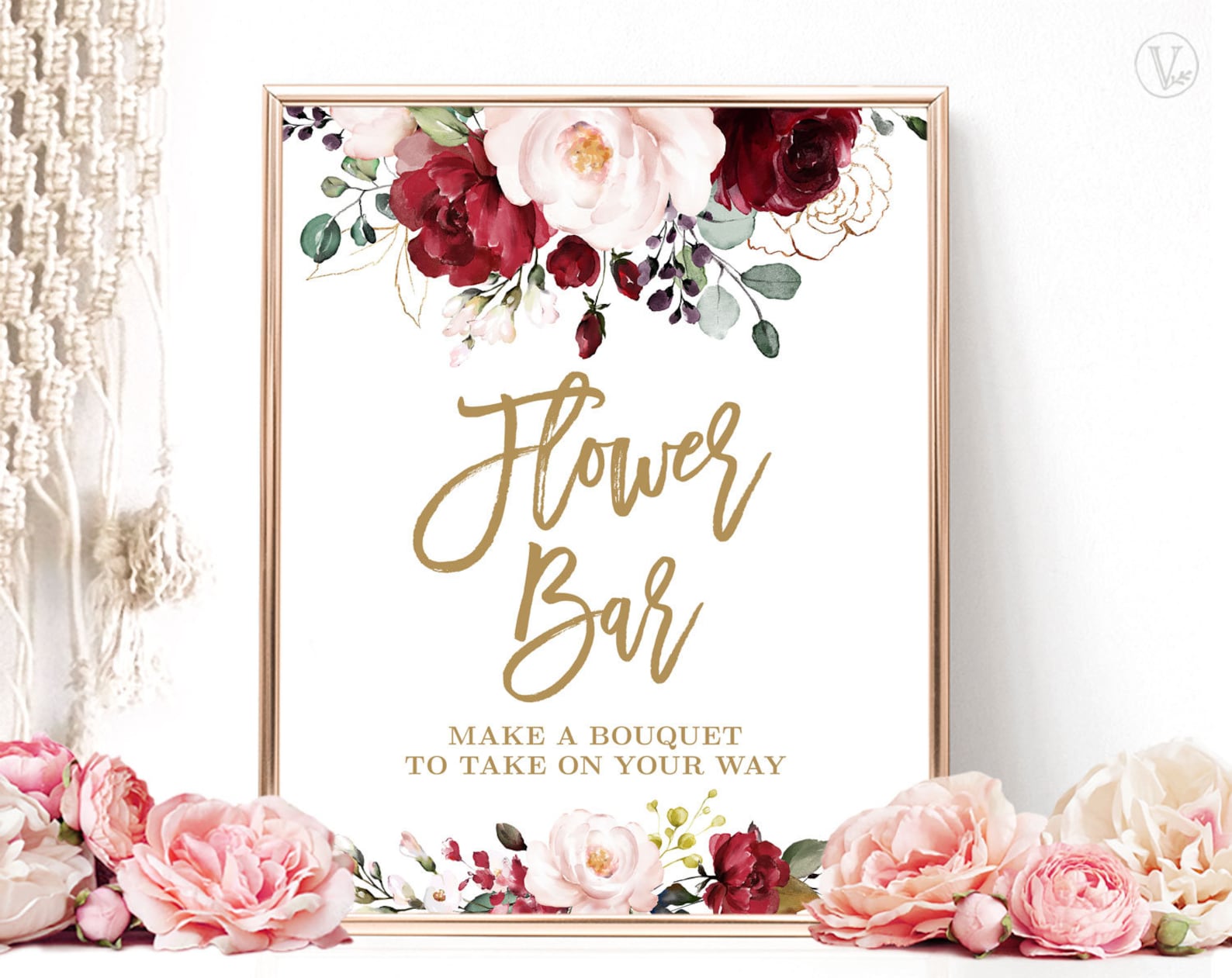 Flower Bar Sign, Printable Bridal Shower Flower Bar Sign, Make a ...