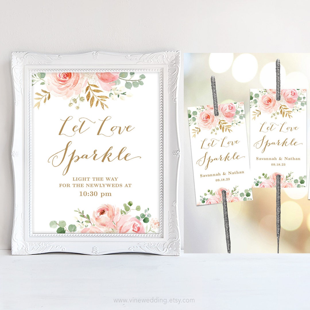 Sparkler Tag & Sign Set, Printable Sparkler Send off Sign, Wedding ...