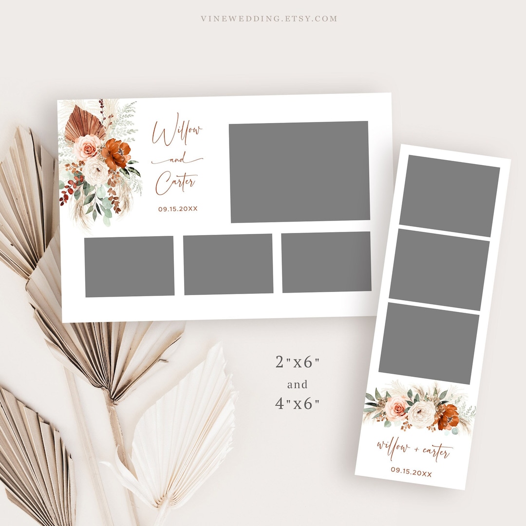 Editable Photo Booth Templates, 2x6 and 4x6 Inch, Printable, Terracotta ...