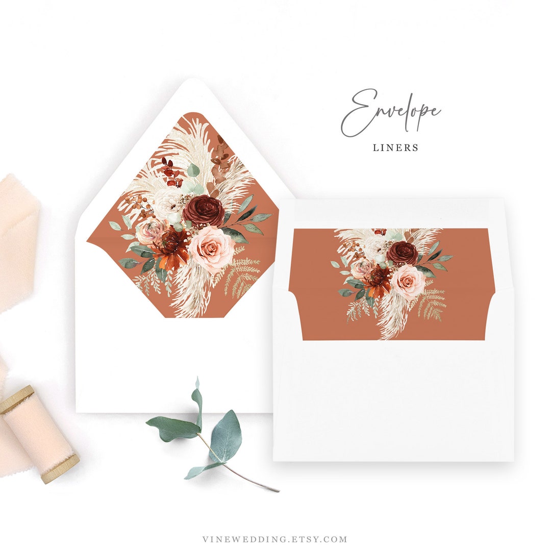 Printable Envelope Liners, 10 Sizes, Euro Flap, Square Flap, A7, A6, A2 ...