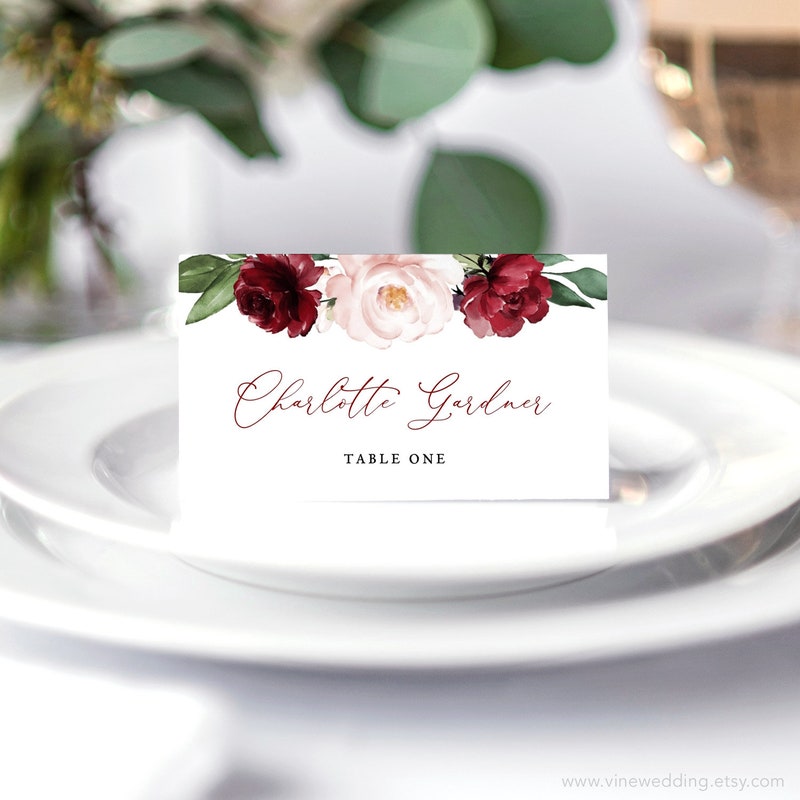 Burgundy Place Cards - Etsy