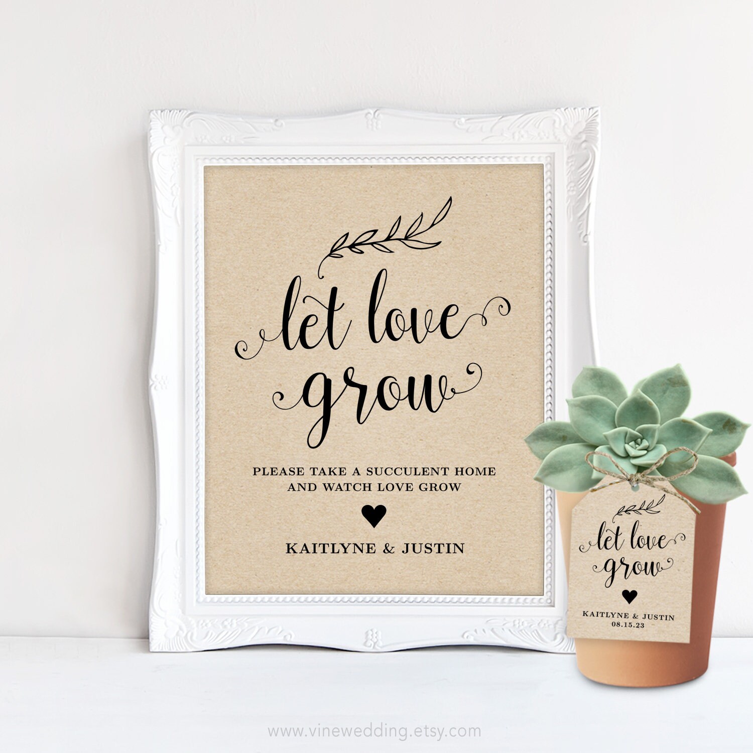 Let Love Grow Sign & Favor Tags Printable Wedding Favor Tags | Etsy