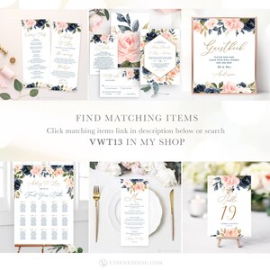 Navy and Blush Wedding Welcome Sign, Editable Wedding Welcome Sign ...