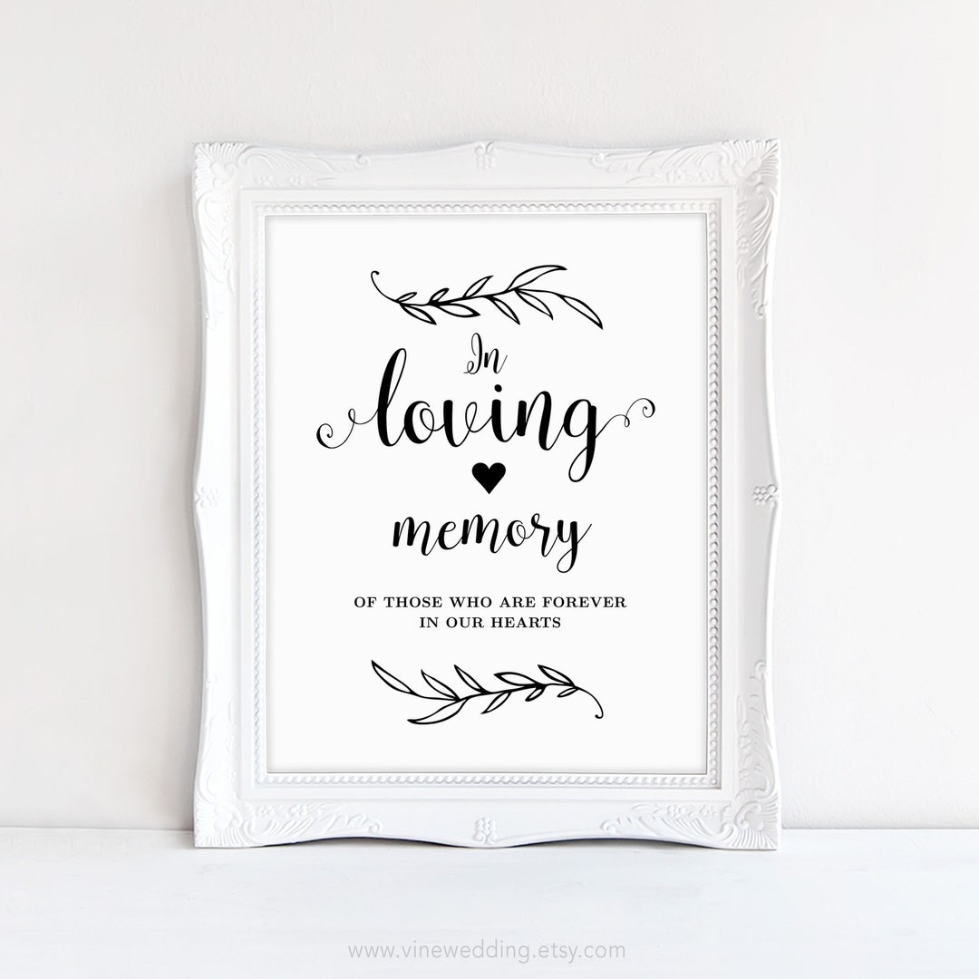 In Loving Memory Sign, Printable in Memory of Sign, Wedding Sign ...