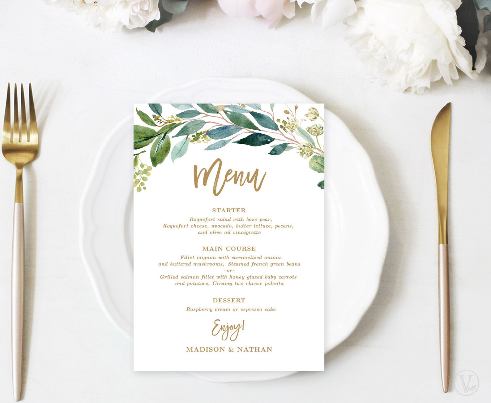 Greenery Menu Template Printable Wedding Menu Template Boho | Etsy