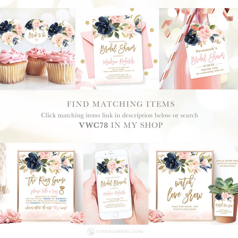 Editable Navy and Blush Menu Template Printable Menu DIY - Etsy