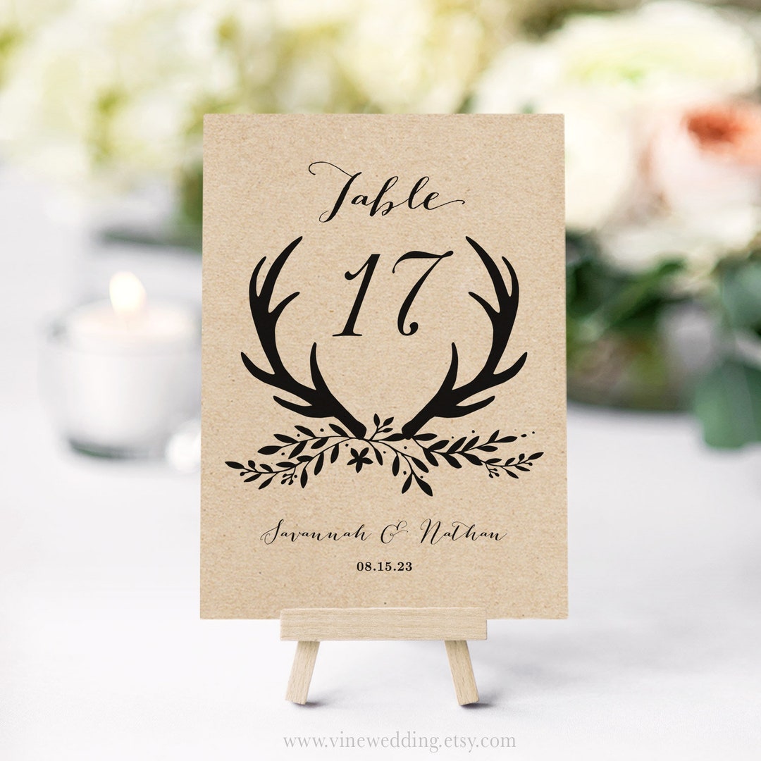 Editable Rustic Wedding Table Numbers, Reserved and Head Table Signs ...
