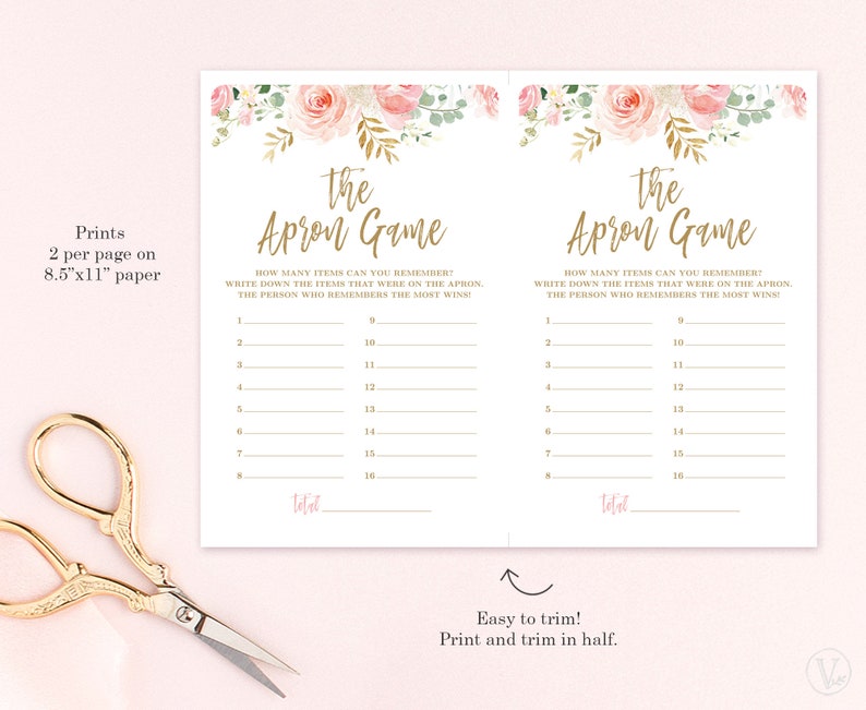 The Apron Game Bridal Shower Game Printable Bridal Party Etsy