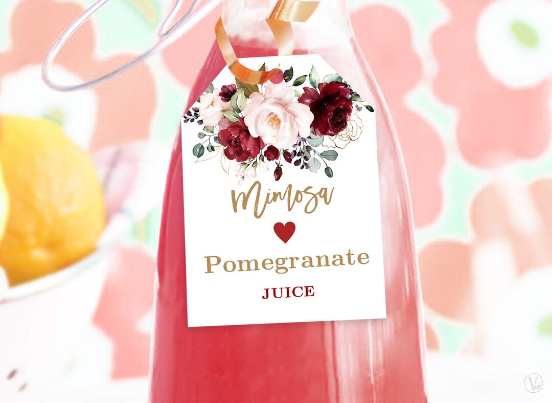 Mimosa Bar Juice Tags, Printable Mimosa Bar Juice Tag Template, Bridal ...