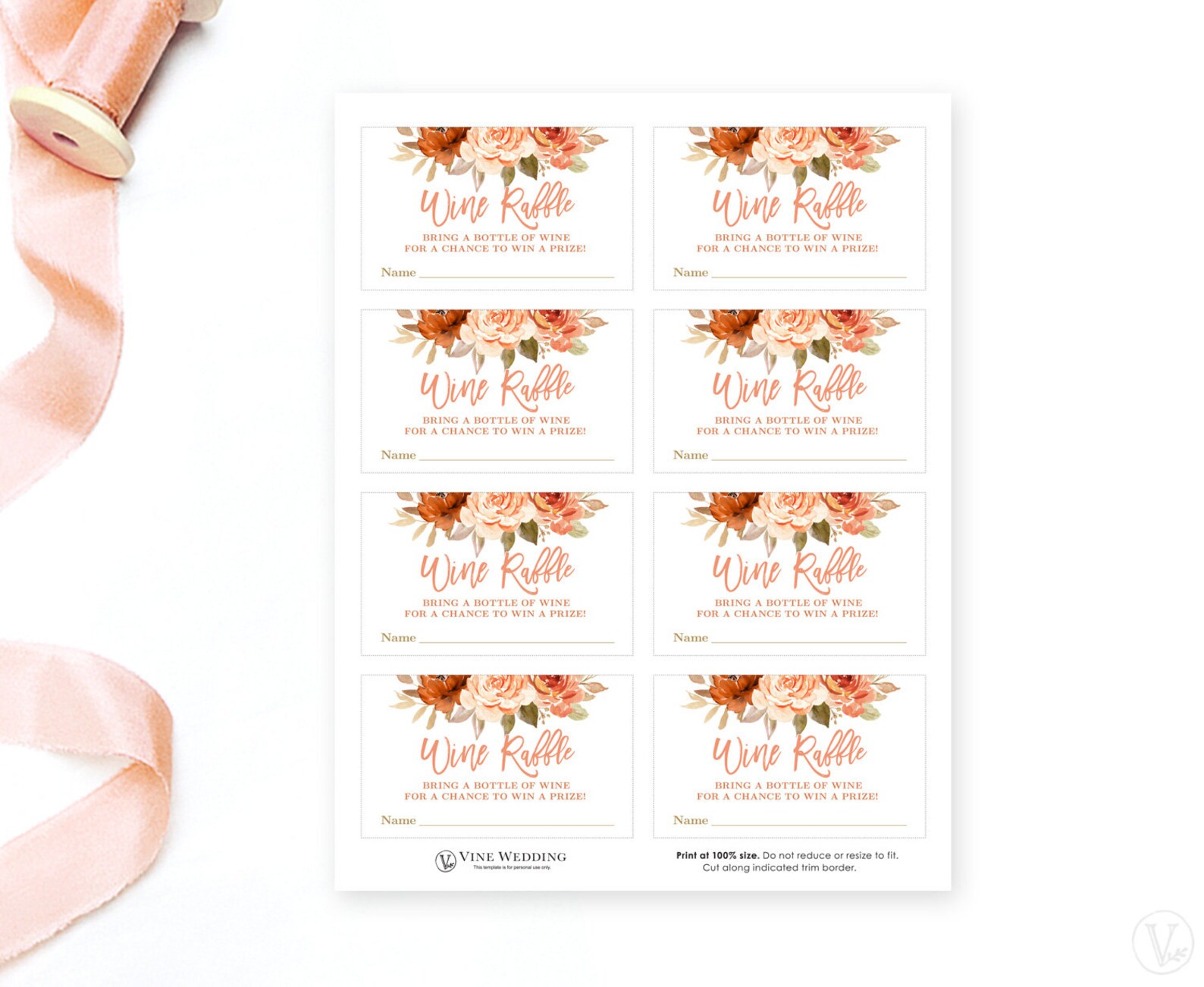 Wine Raffle Sign and Tickets Printable Bridal Shower Game - Etsy Canada