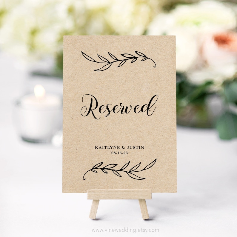 Wedding Table Numbers, Reserved and Head Table Signs Included ...