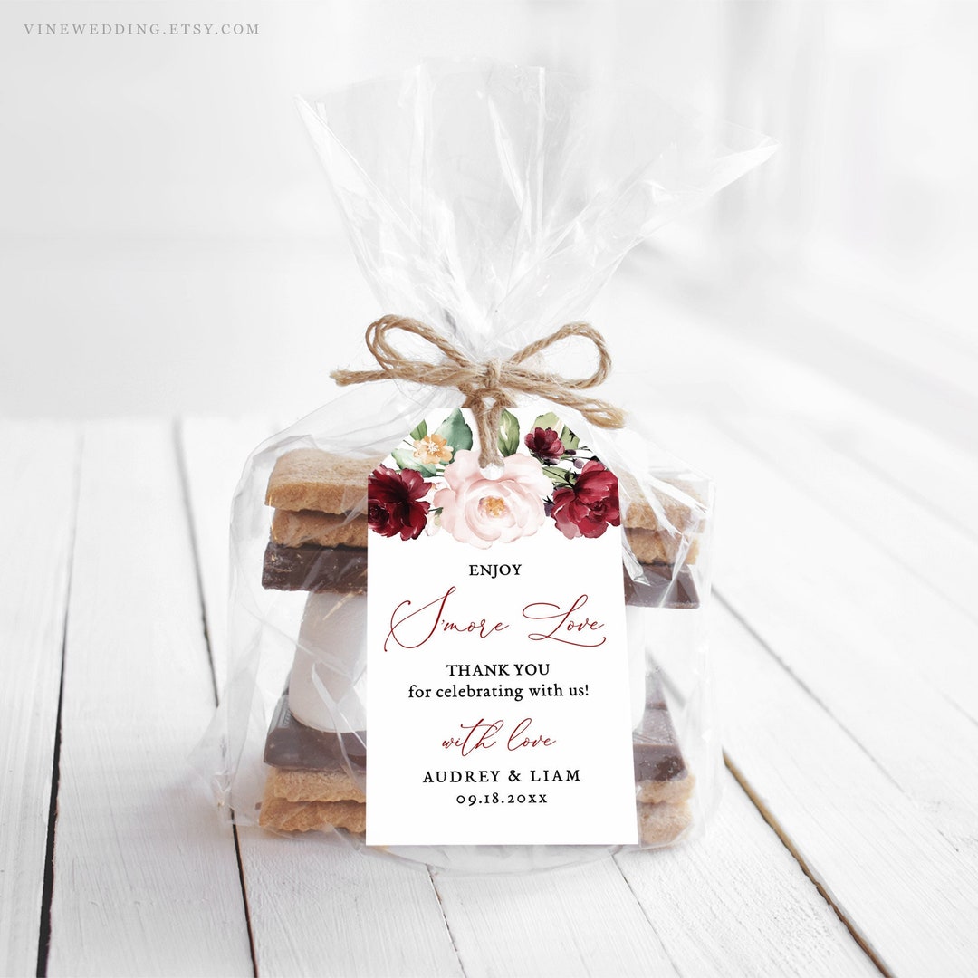 Enjoy S'more Love Wedding Favor Tag or Label, Editable Favor Tags ...