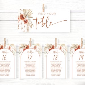 Boho Wedding Seating Chart Template, Editable Wedding Seating Cards ...