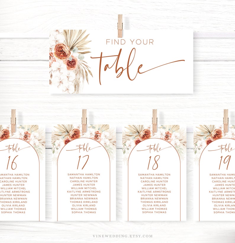 Boho Wedding Seating Chart Template Editable Wedding Seating - Etsy