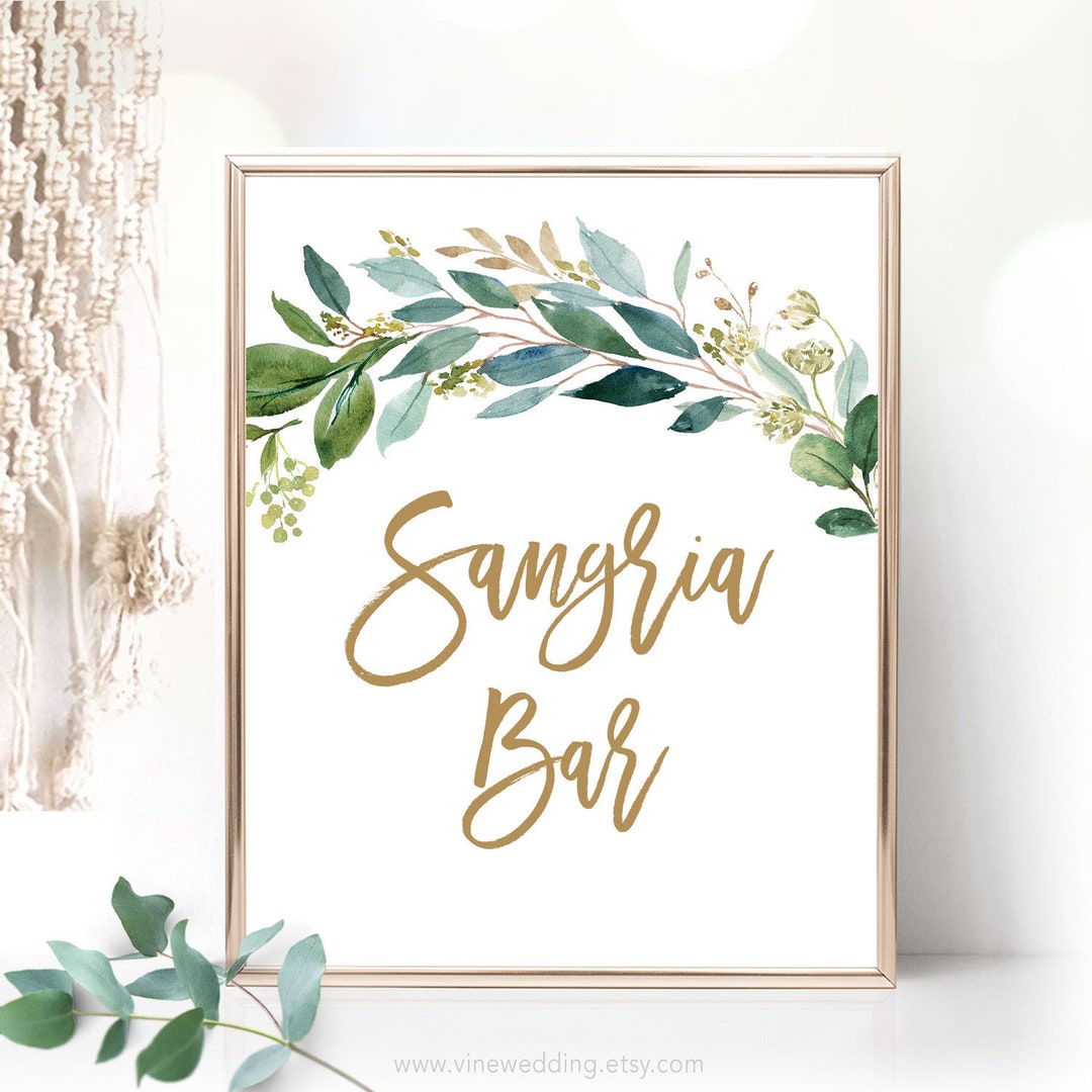 Sangria Bar Sign, Printable Bridal Shower Sign, DIY Sangria Bar Sign ...