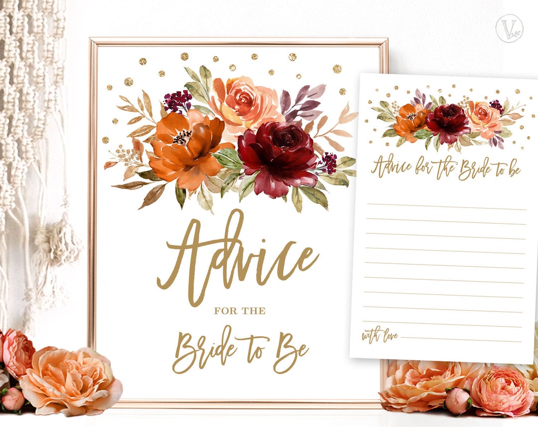 Advice for the Bride to Be Sign and Cards, Bridal Shower, Bridal Shower ...
