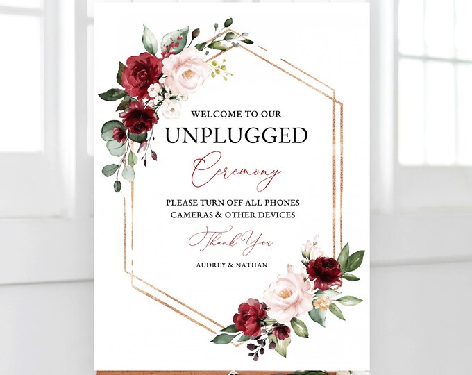 Unplugged Ceremony Sign Printable Unplugged Wedding Sign - Etsy