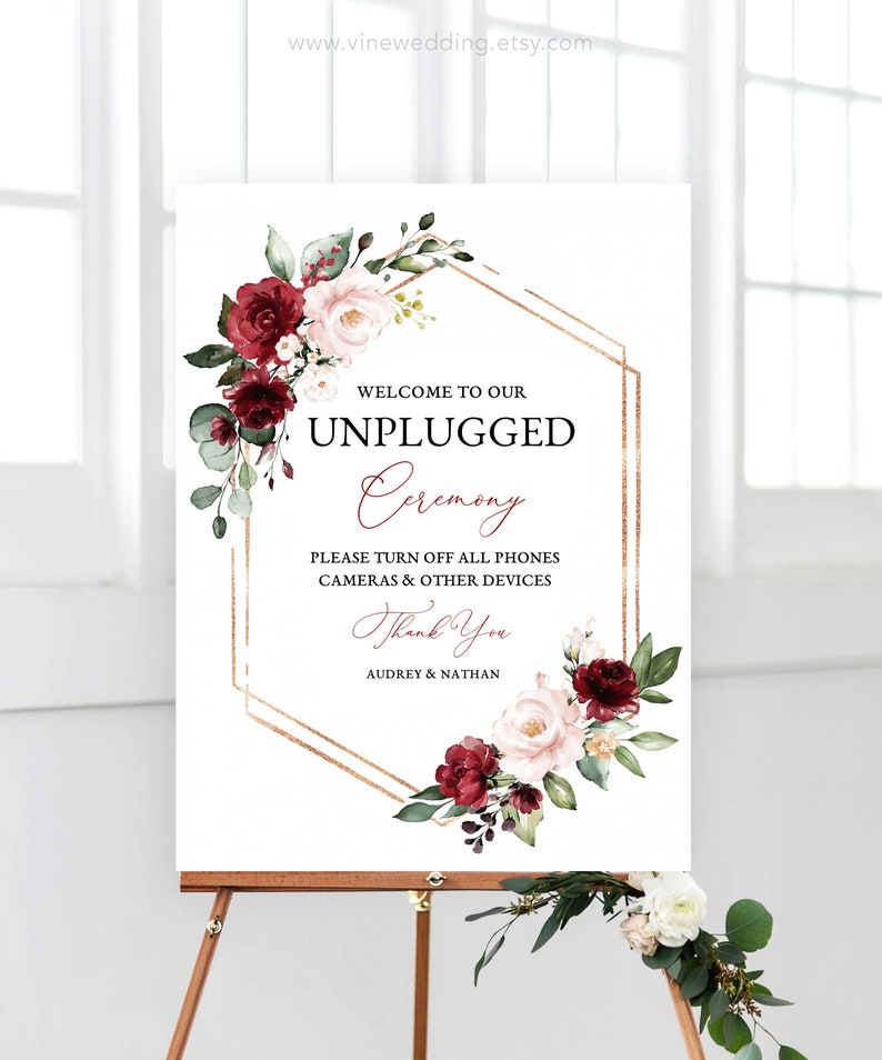 Unplugged Ceremony Sign Printable Unplugged Wedding Sign - Etsy
