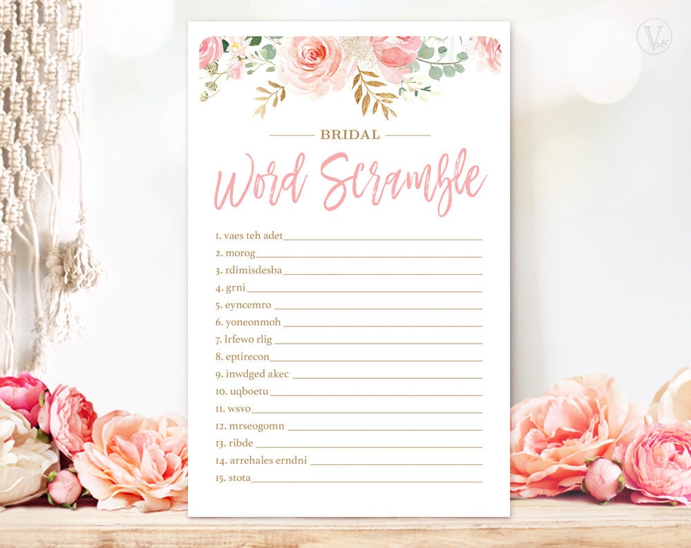 Party Supplies D1902 Peach Coral Couples Shower Game Bundle Template