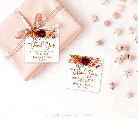 Square Thank You Favor Tag Template Printable Editable - Etsy