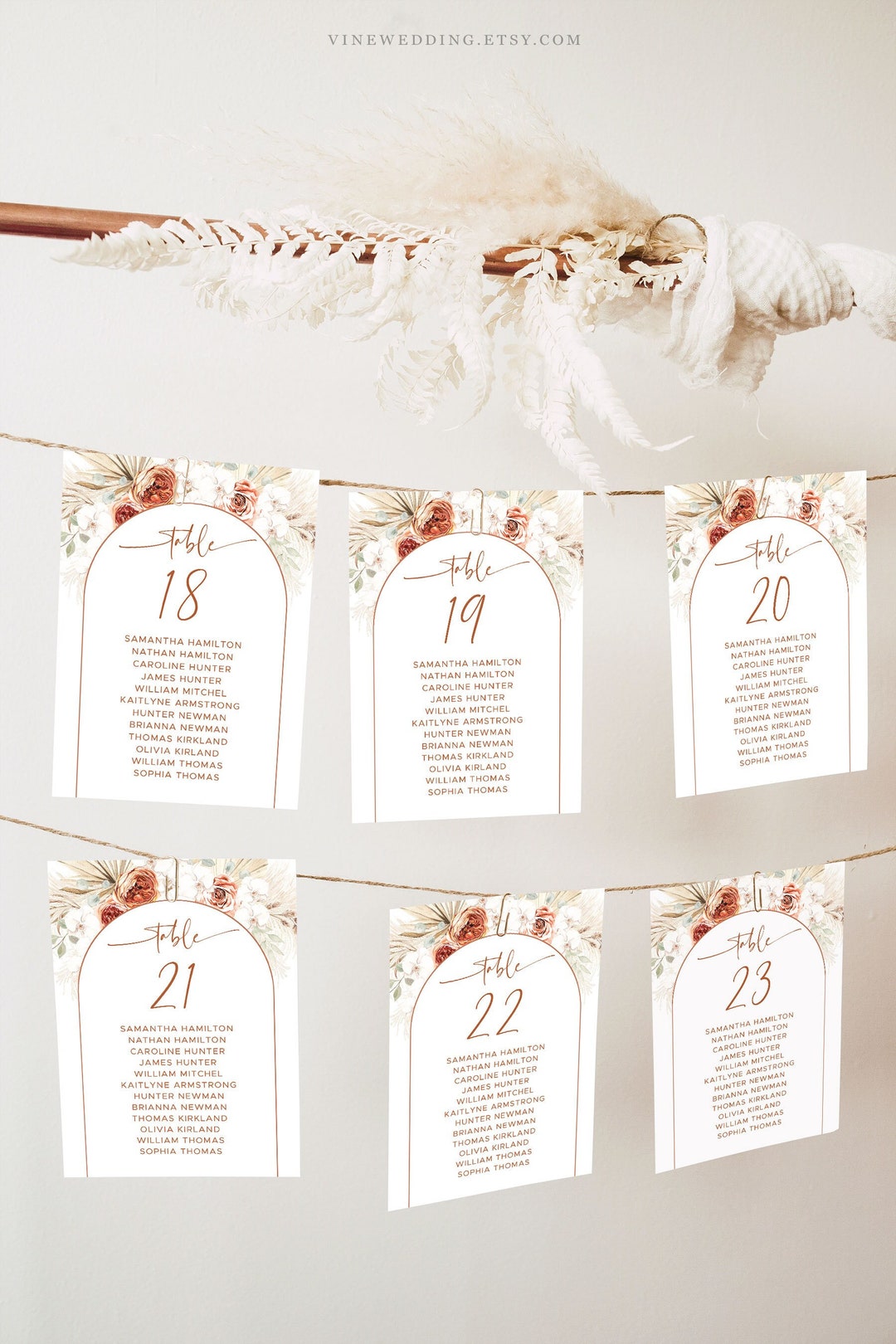 Boho Wedding Seating Chart Template, Editable Wedding Seating Cards ...