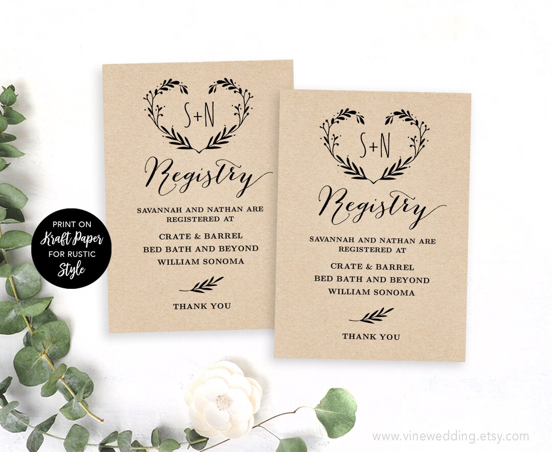 Editable Wedding Registry Card, Printable Registry Card Template, DIY ...