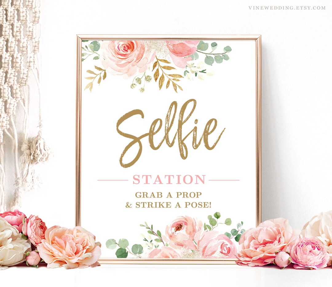 Selfie Station Sign, Printable Selfie Booth Sign, Bridal Shower Sign ...