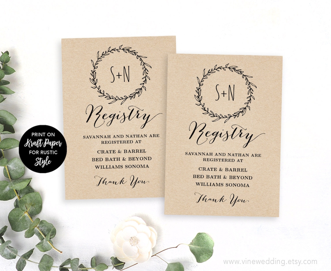 Wedding Registry Card Template, Printable Wedding Registry Card ...