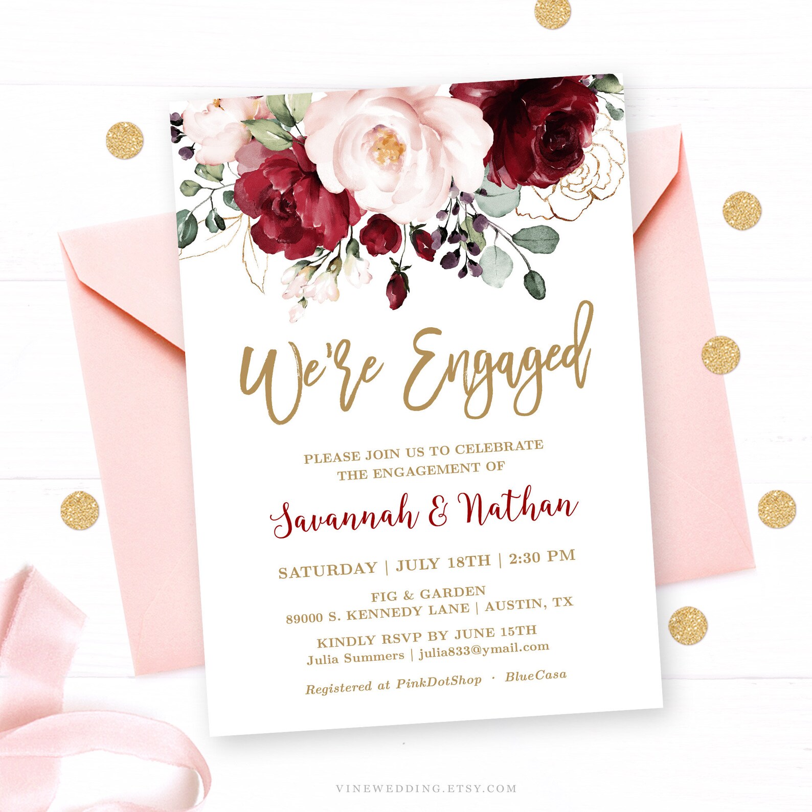 Engagement Party Invitation Template, Editable, Printable Engagement ...