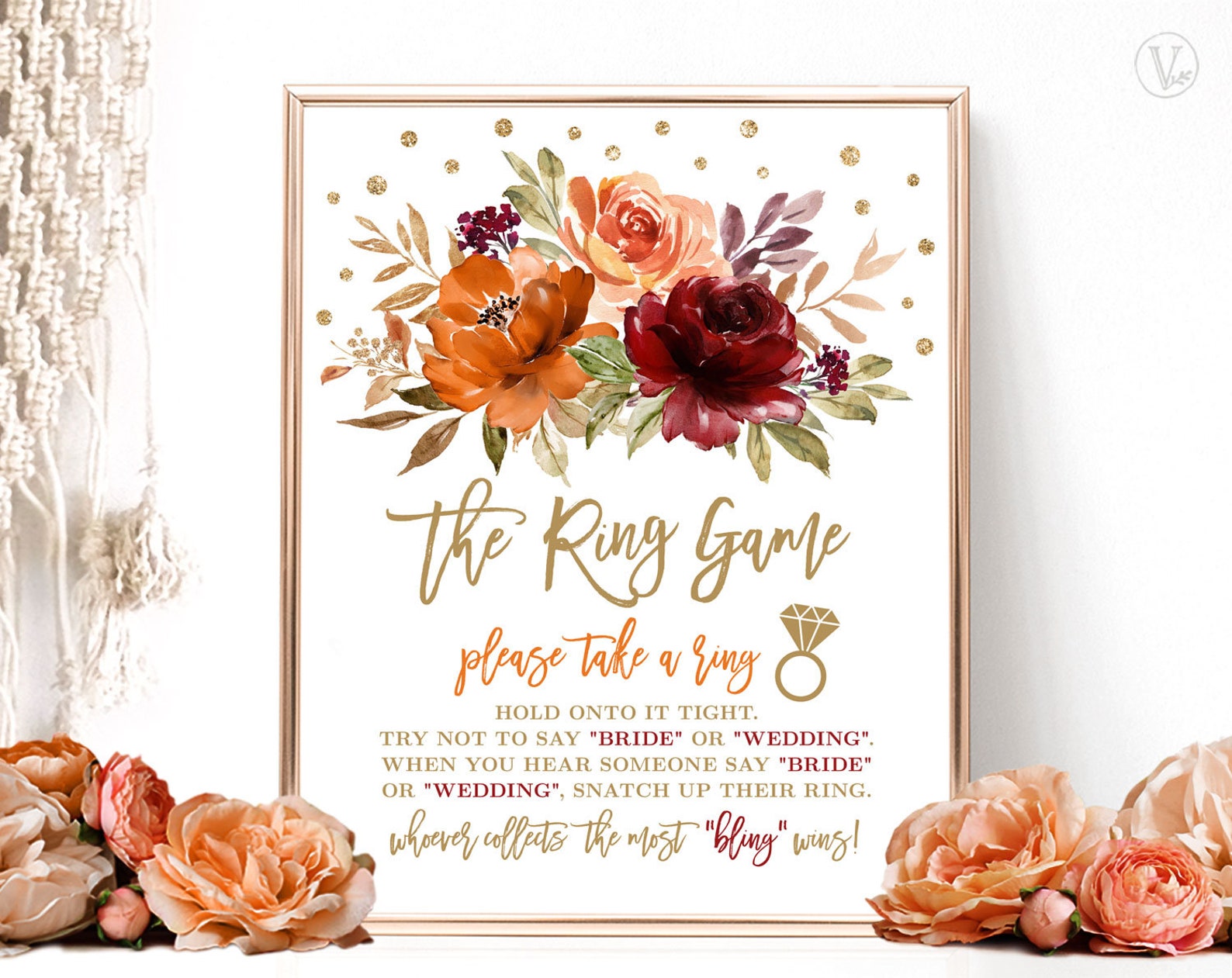 Bridal Shower Game, the Ring Game, Please Take a Ring Sign, Printable ...