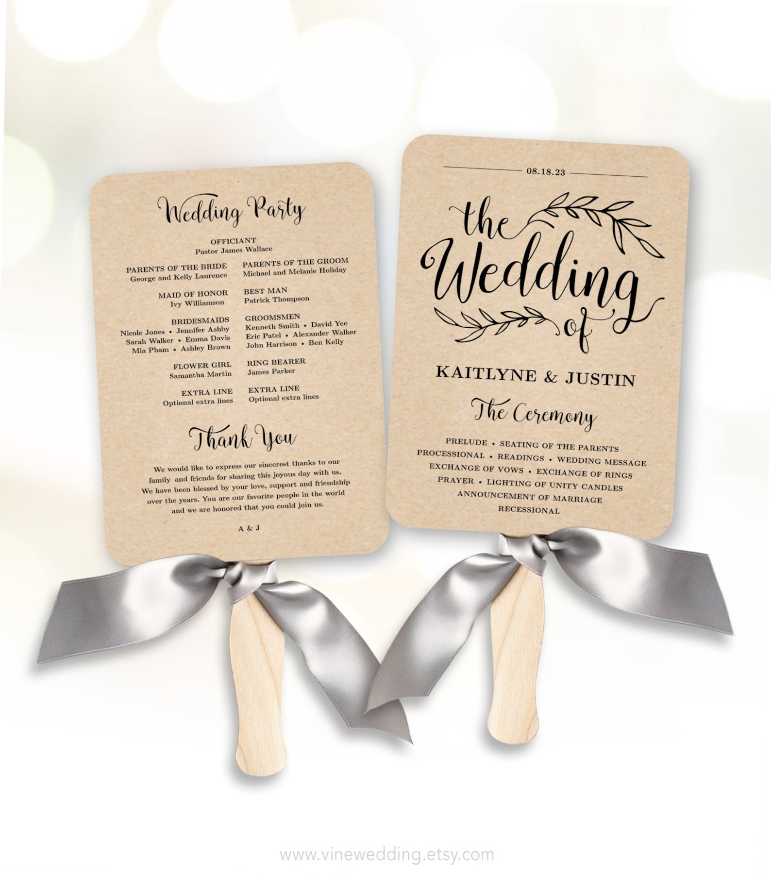 Printable Wedding Program Template Rustic Wedding Fan - Etsy