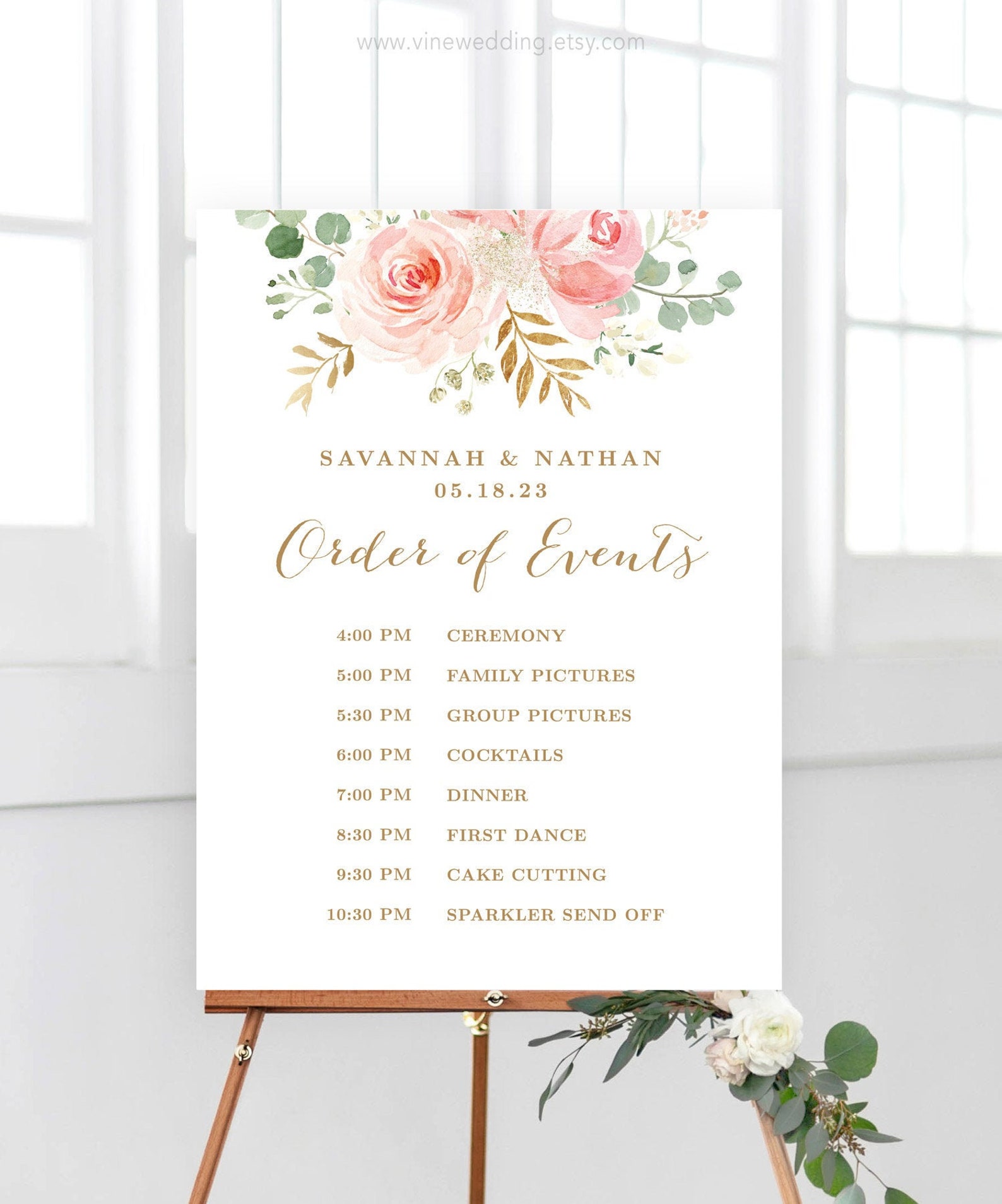 Wedding Order of Events Sign Printable Wedding Timeline - Etsy
