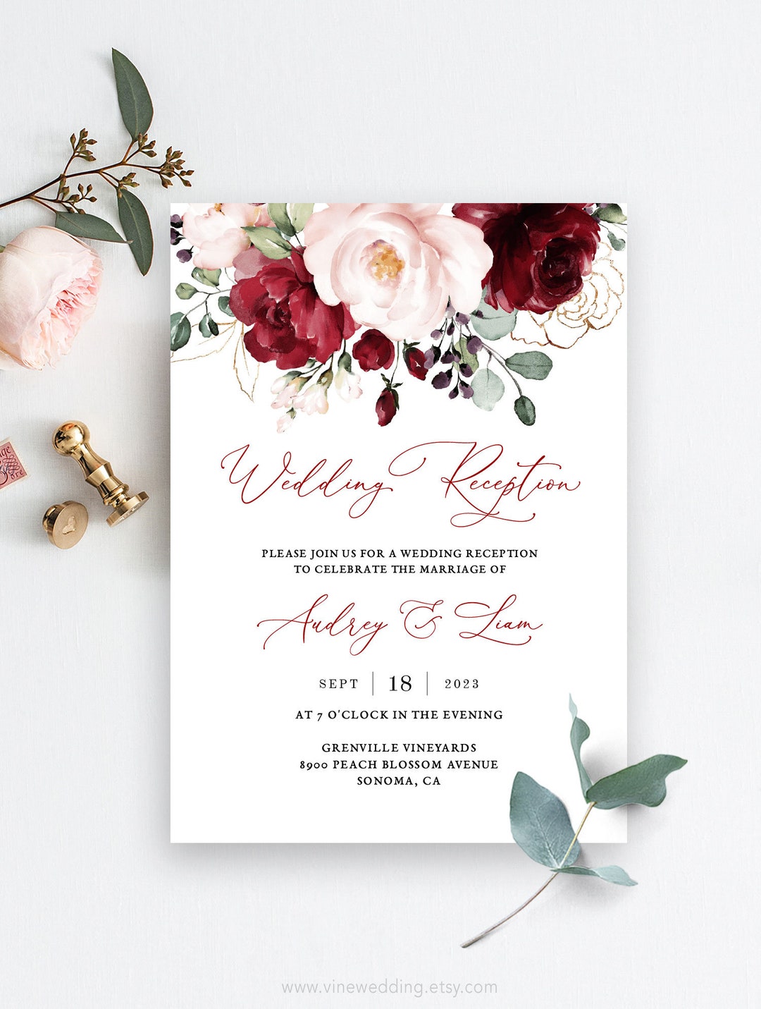 Wedding Reception Invitation, Printable Wedding Reception Invitation ...