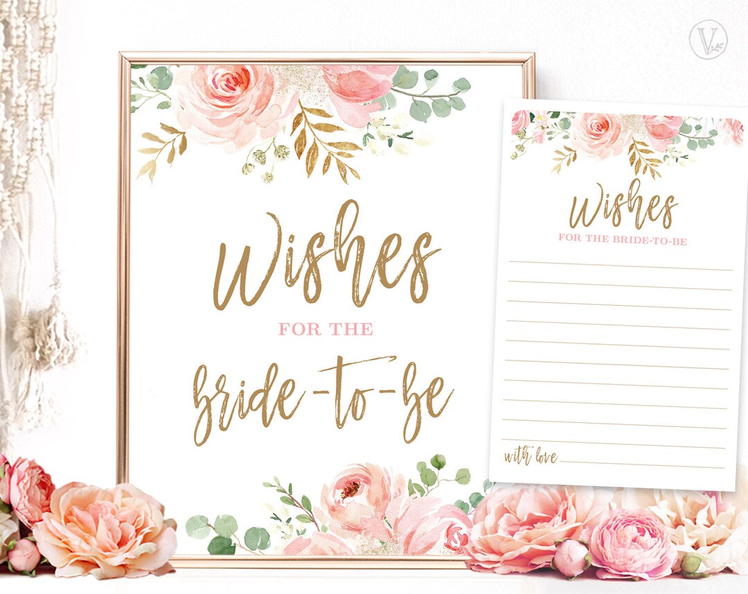 Wishes for the Bride-to-be Sign and Notecards, Printable Bridal Shower ...