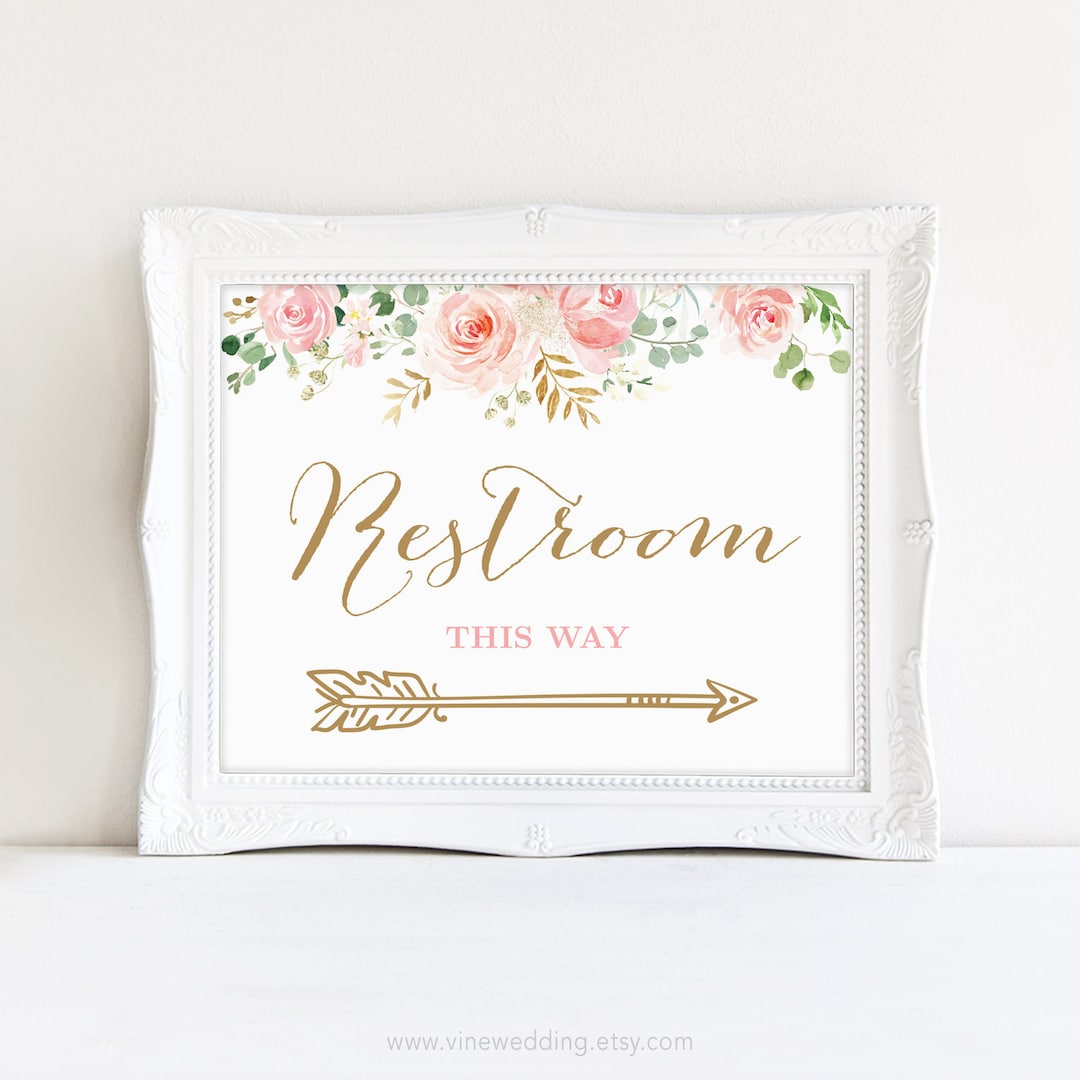 Printable Restroom Sign, Wedding Bathroom Sign, 8x10, 16x20 and 18x24 ...