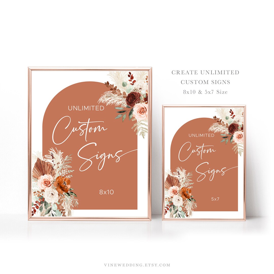 DIY Unlimited Custom Sign Template, Editable, 8x10 and 5x7 Inch Wedding ...