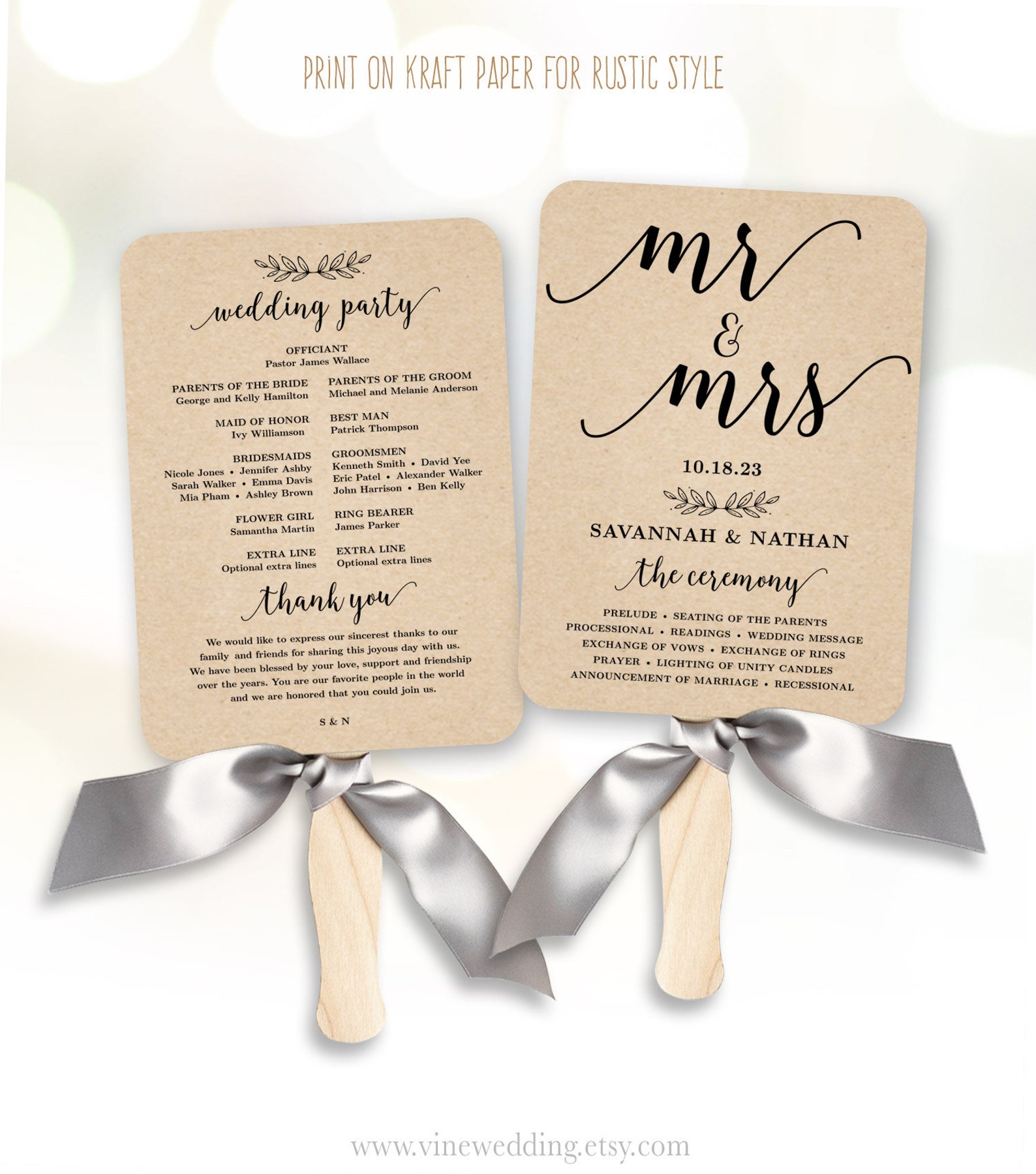Wedding Fans Printable Wedding Fan Program Template Fan - Etsy