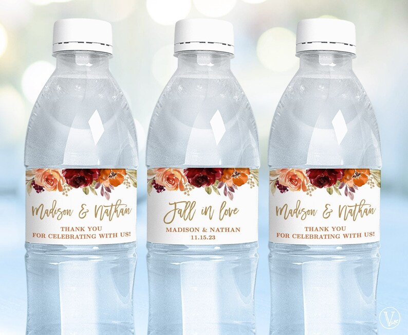 Fall Water Bottle Label Template Printable Water Bottle - Etsy