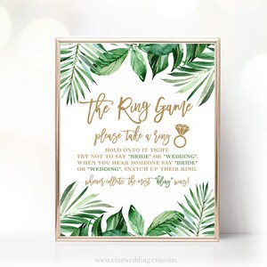 Bridal Shower Game, the Ring Game, Please Take a Ring Sign, Printable ...