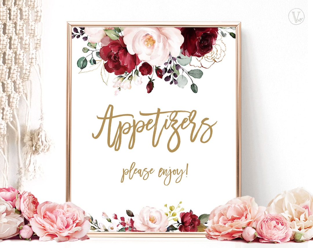 Appetizers Sign, Printable Appetizers Sign, Bridal Showerappetizers ...