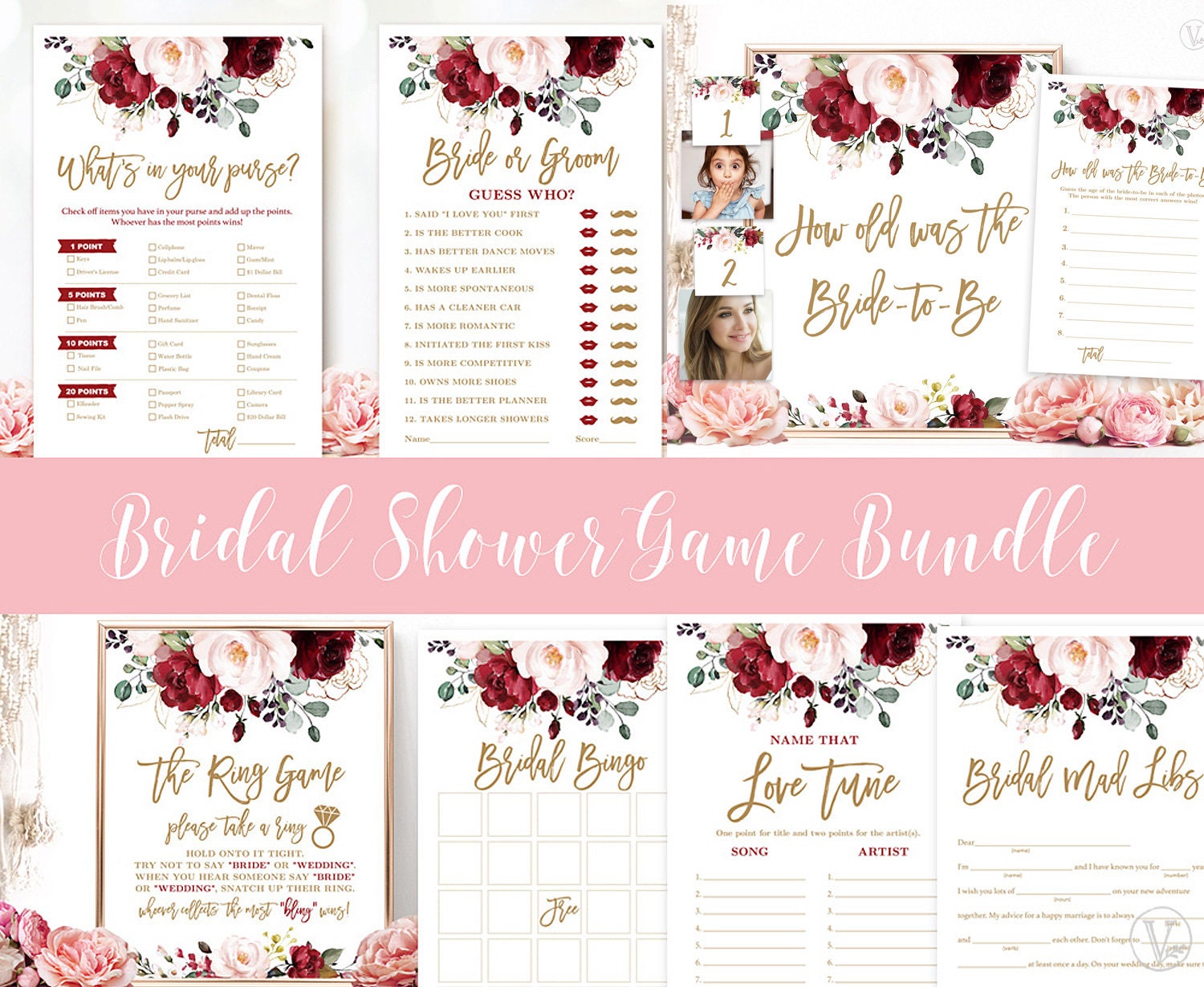 Bridal Shower Game Bundle Printable Bridal Shower Games | Etsy