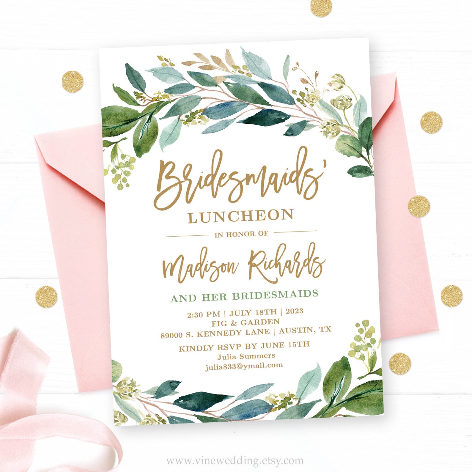 Bridesmaids Luncheon Invitation Template Editable Etsy