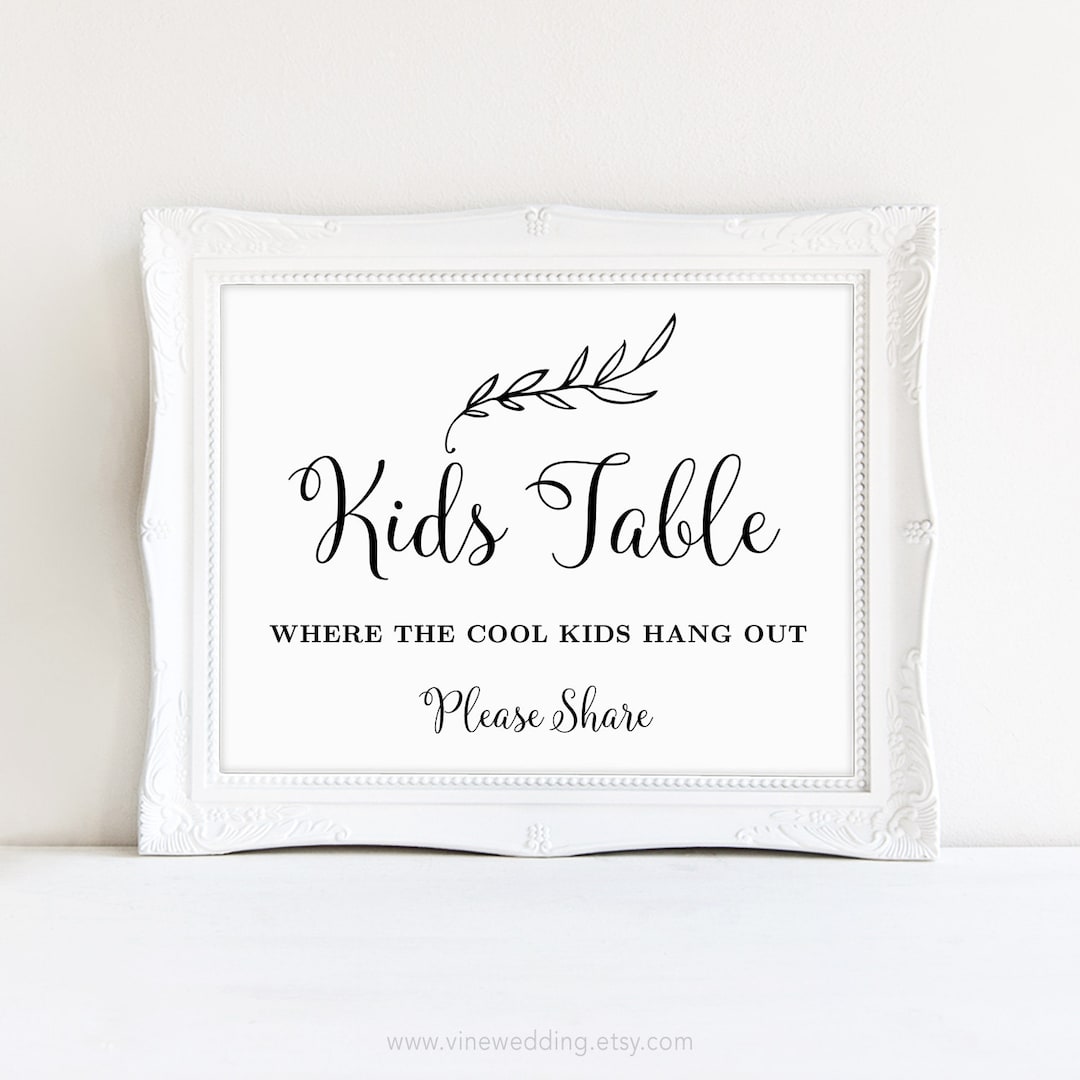 Wedding Kids Table Sign, Printable Kid Table Sign Template, Editable ...