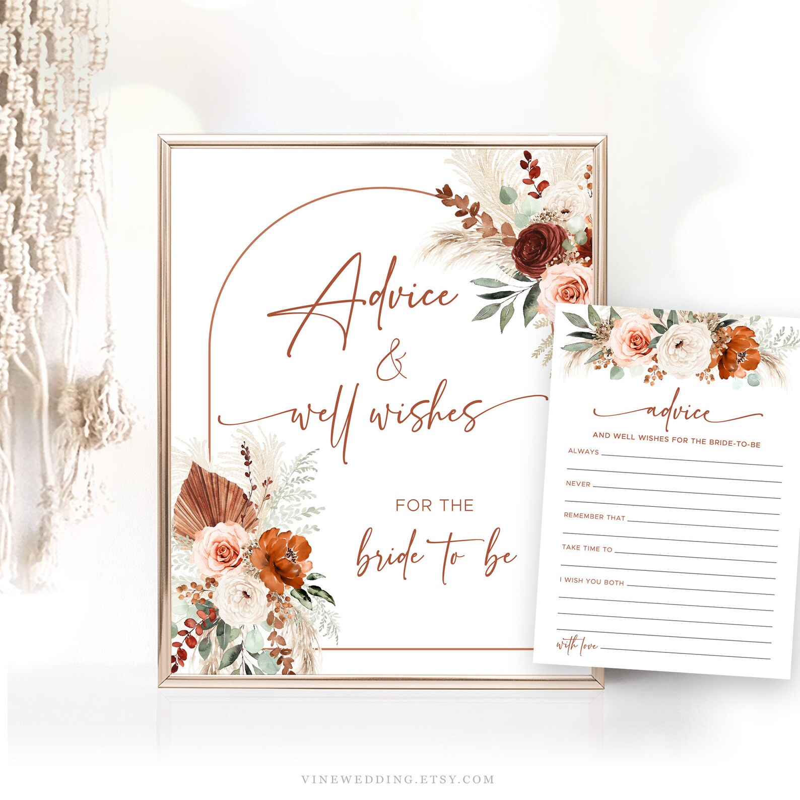 Advice and Well Wishes for the Bride to Be, Printable Bridal Shower ...
