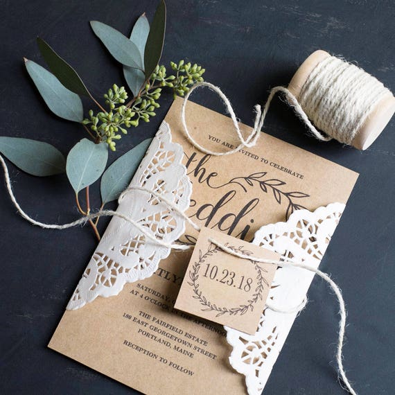 Vintage Wedding Invitation Rustic Wedding Invitation Set Etsy