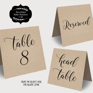 Wedding Table Numbers 1–60 , Tented Table Numbers, Printable Wedding ...