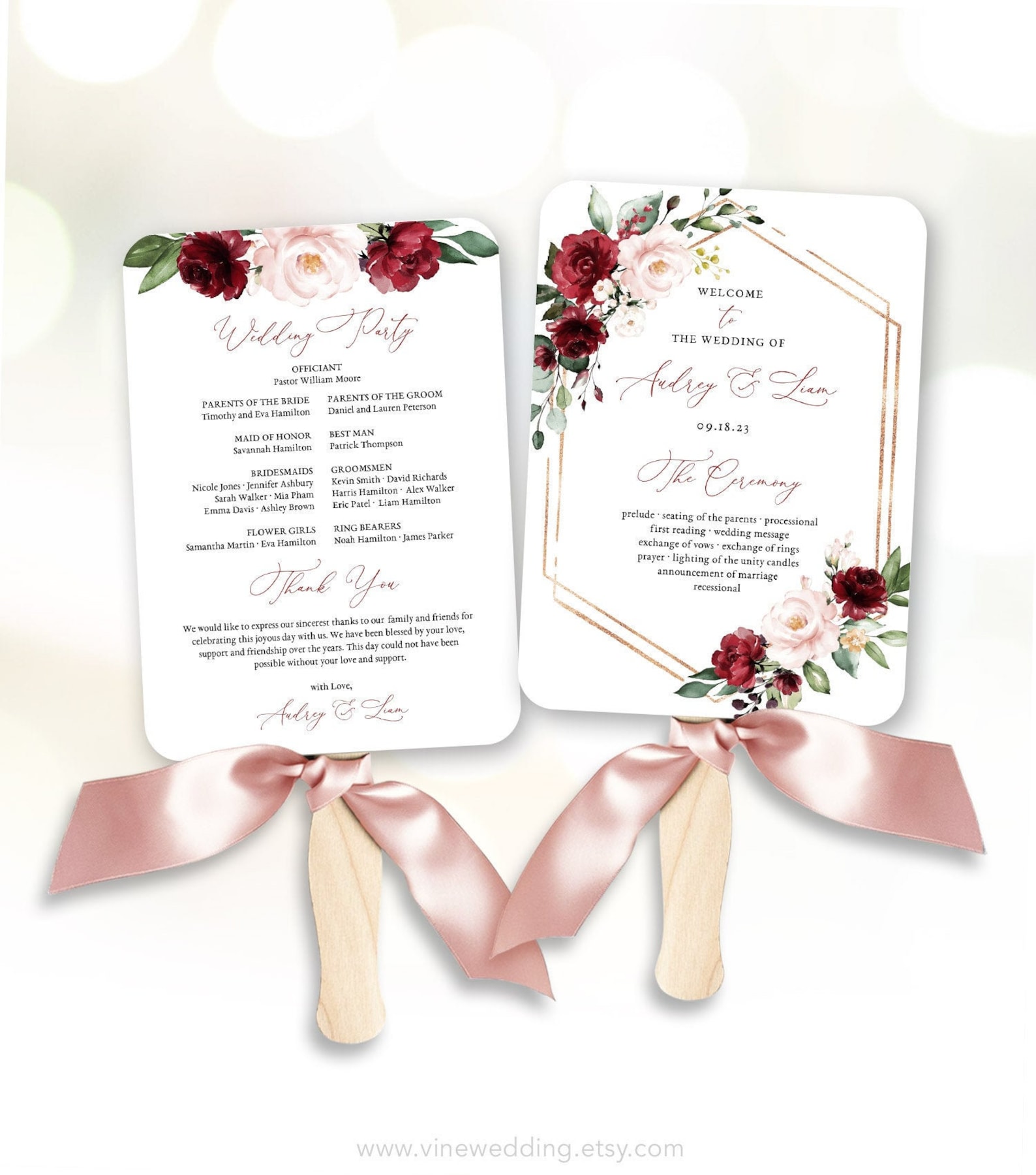 Wedding Fan Program Printable Wedding Programs Template - Etsy