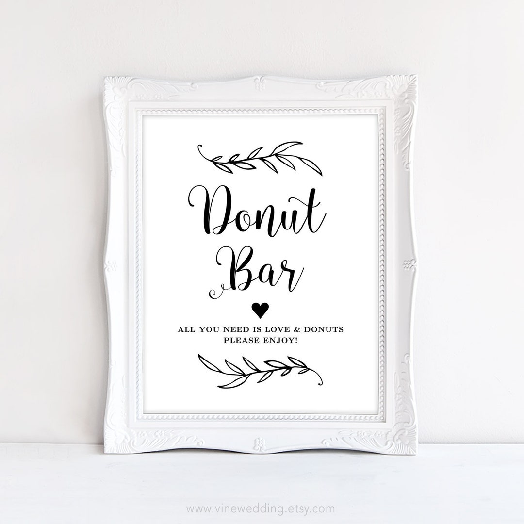 Wedding Donut Bar Sign, Printable Donut Bar Sign, Wedding Reception ...