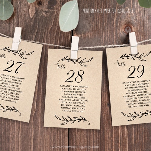 Wedding Seating Chart Template Rustic Wedding Seating Chart - Etsy