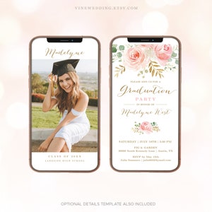 Digital Graduation Party Invitation Template, Editable Digital ...